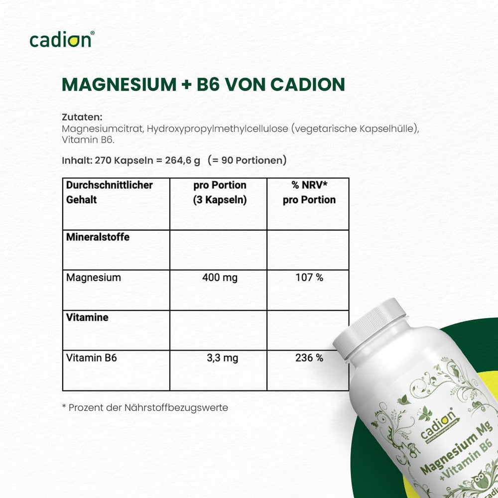 Magnesium + Vitamin B6 (270 Stück) – Cadion
